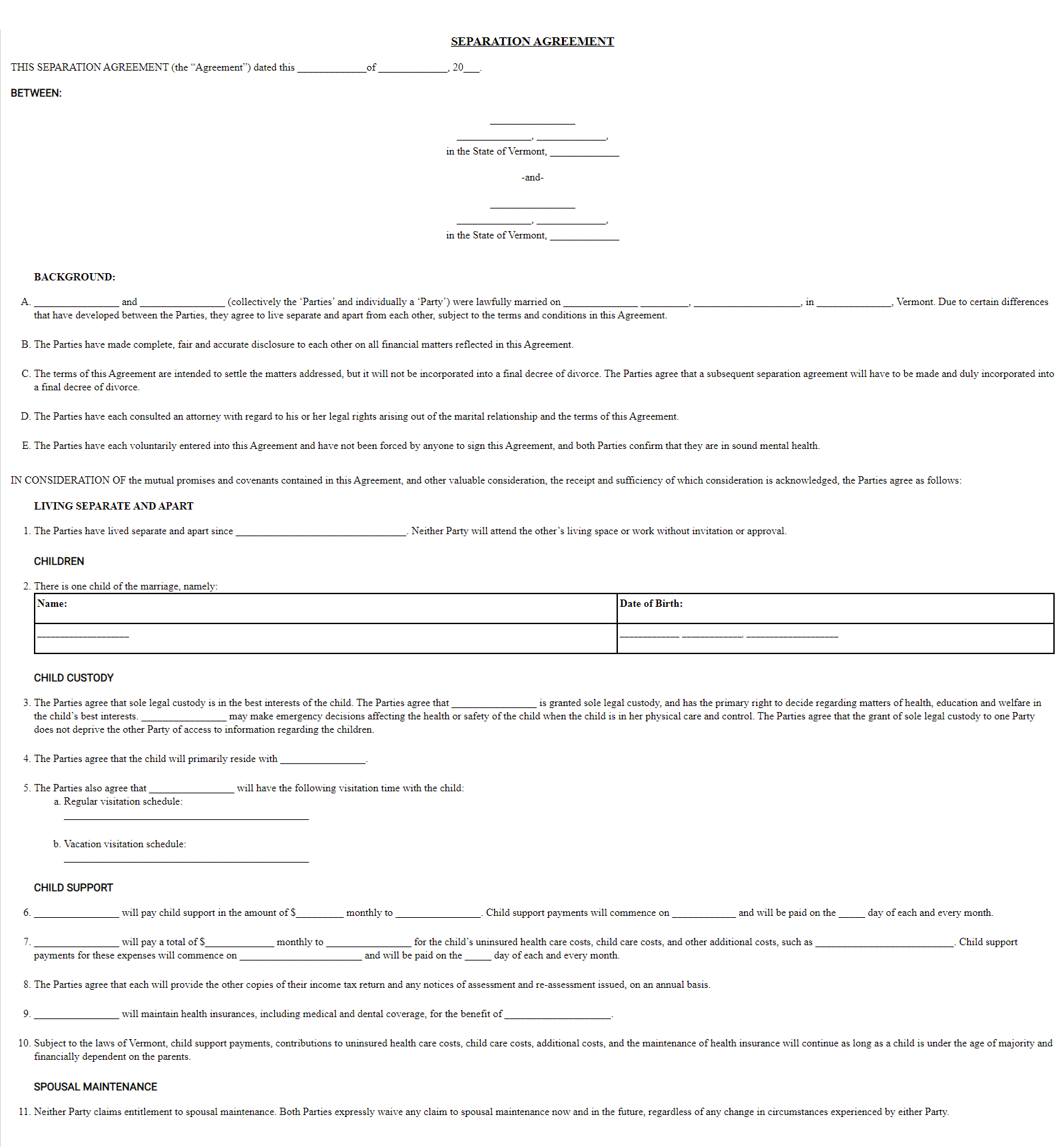 Free Virginia Marital Separation Agreement Forms Legal